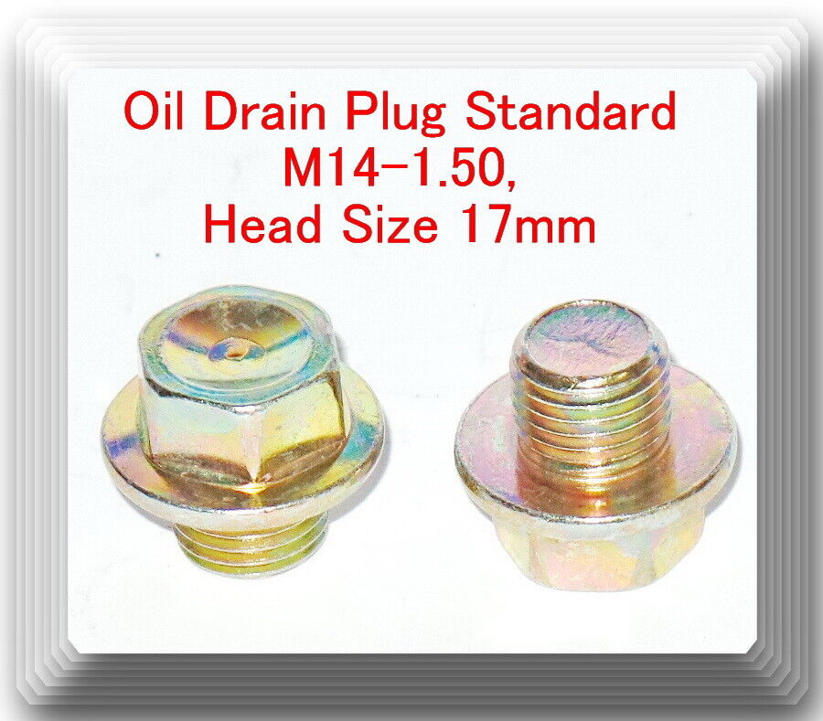 50 Pc Oil Drain Plug Standard M14-1.50, Head Size 17mm Fits: Most Pass ...
