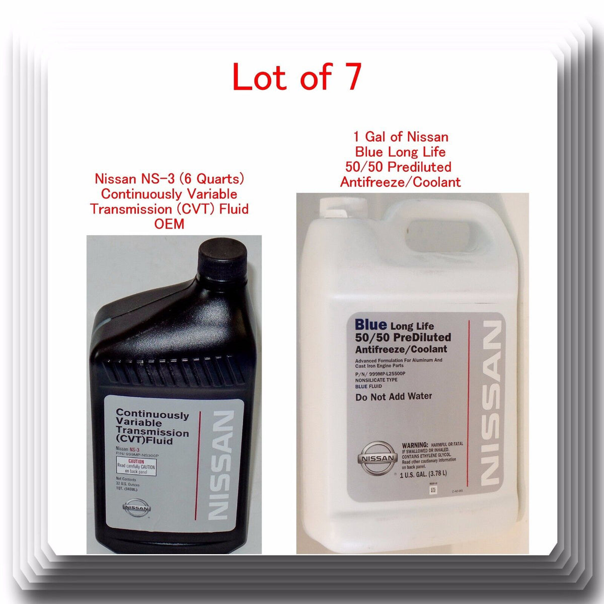 Nissan NS-3 (6 Quarts) (CVT) Fluid & (1 Gal) 50/50 Antifreeze Coolant ...