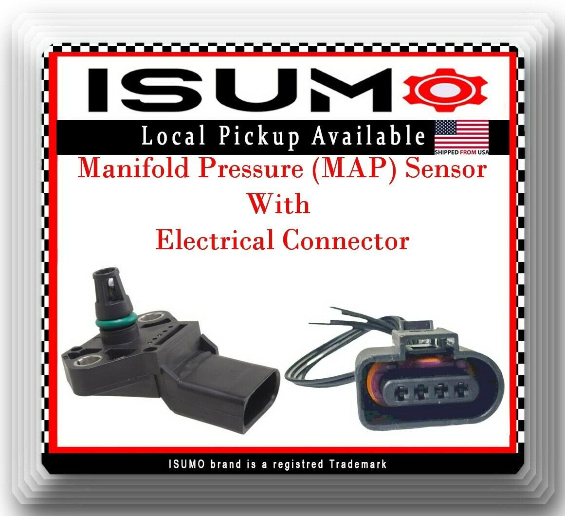 Turbocharger Boost Sensor, MAP Sensor W/Connector Fits Audi Volkswagen ...
