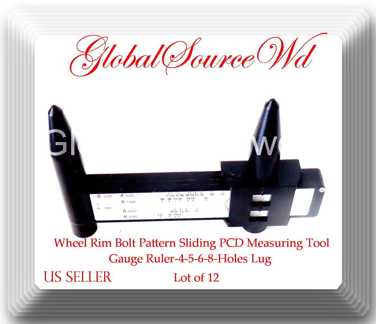 LOT 12 Pcs RIM BOLT PATTERN MEASURING TOOL GAUGE PCD RULER / UNIVERSAL ...