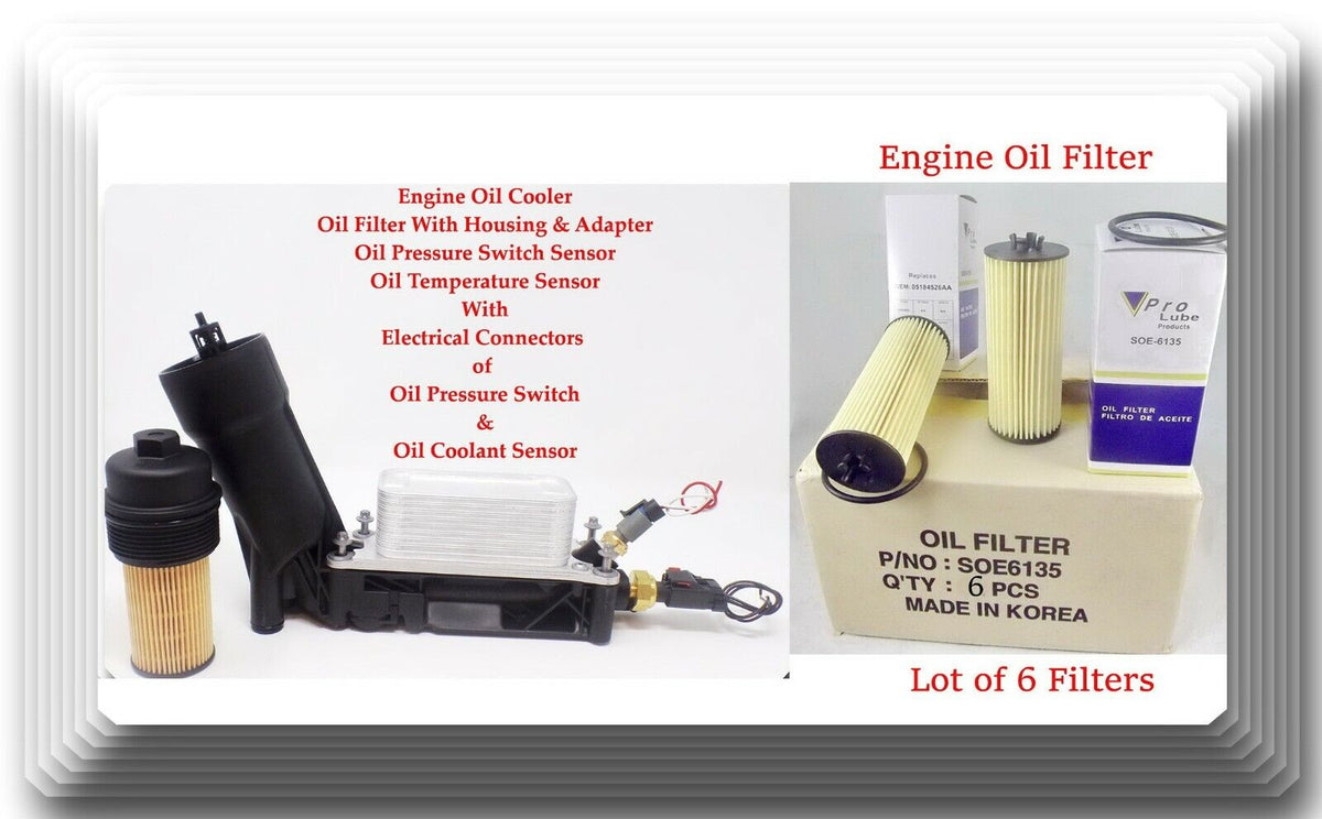 Housing W/ Oil Cooler+Oil Filter+Oil Pressure,Temperature Sensors & 6 ...