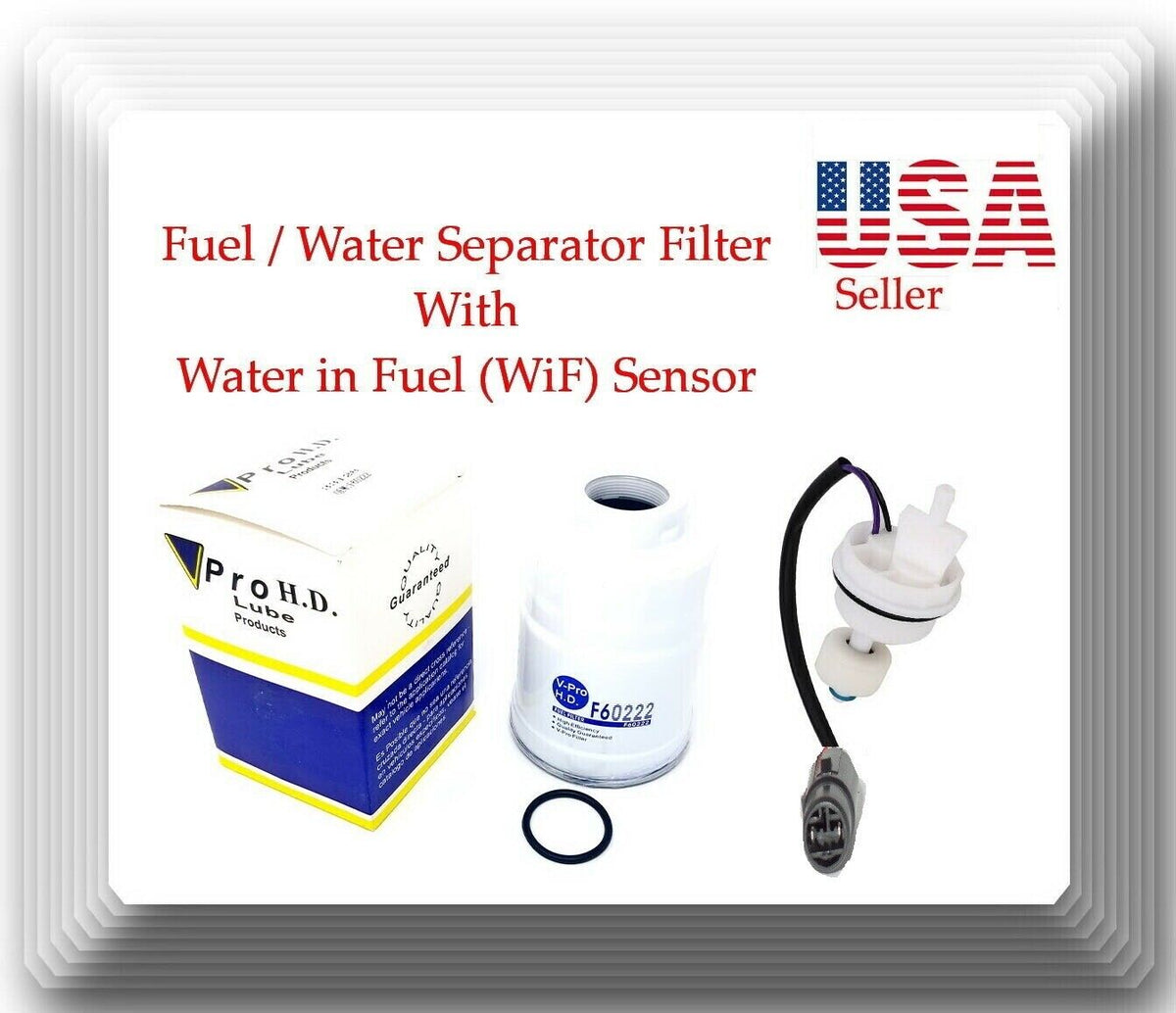F60222 Fuel Filter W/Sensor Fits: GMC Isuzu Caterpillar Komatsu Mitsub ...