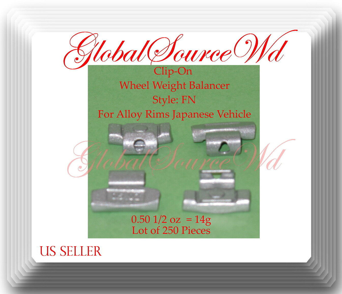 0.50 oz14g Clip-On Wheel Weight FN Style For Alloy Rims Japanese Cars ...